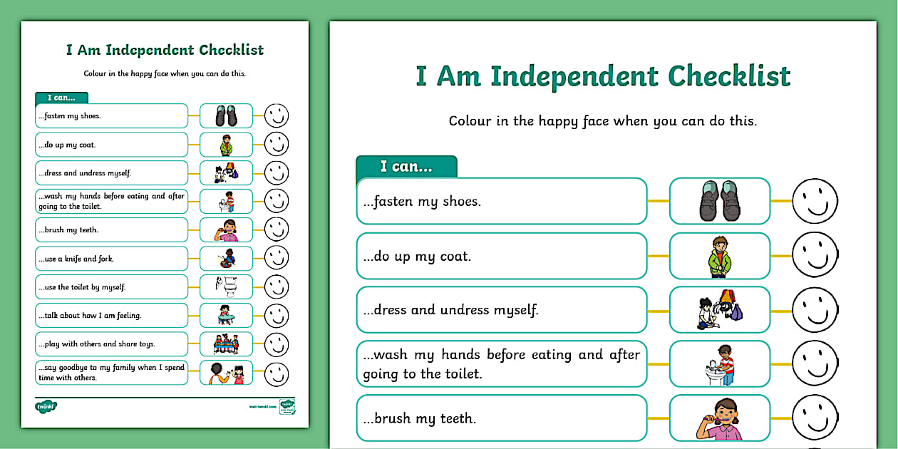 Independent Learning Skills Checklist - Ready for School