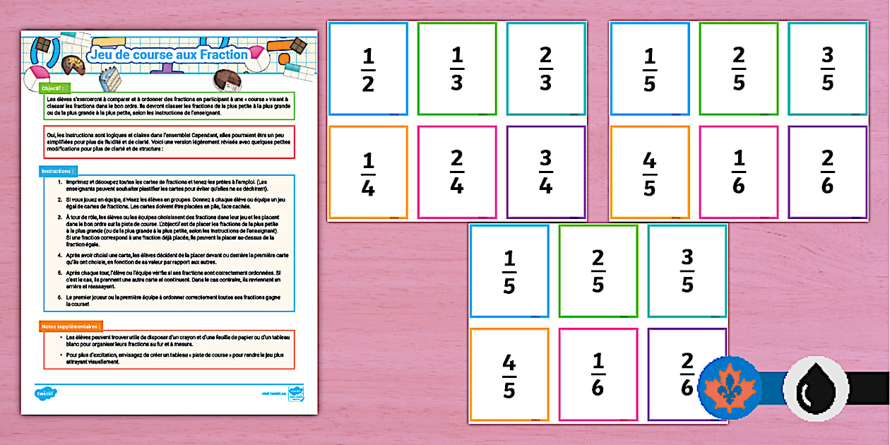 Fraction Race Game French (teacher made) - Twinkl