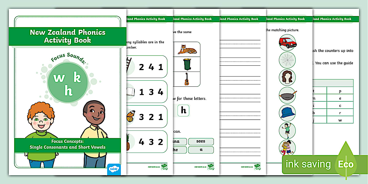 New Zealand Phonics Plus Activity Booklet 7 (Set 1) - Single Consonants and