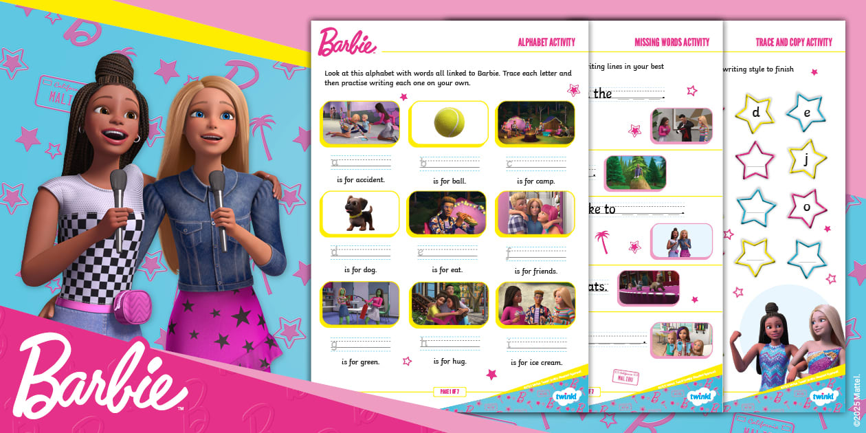 Barbie: Lower-Case Alphabet Letter Formation Activity Booklet