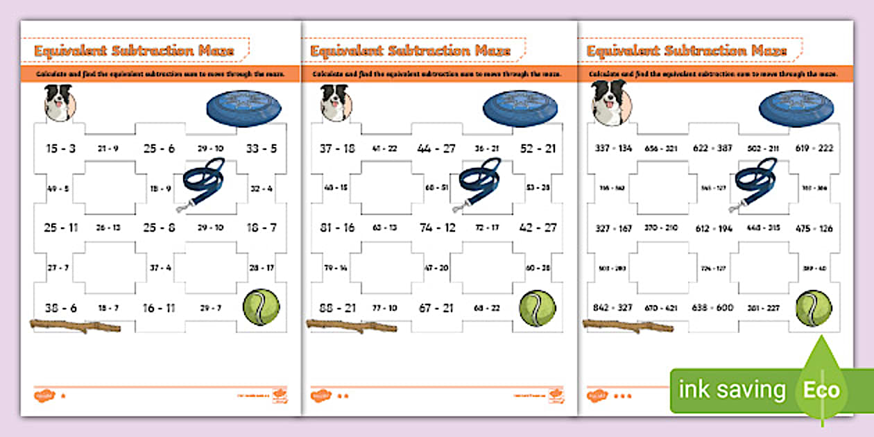 Equivalent Subtraction Maze (teacher made) - Twinkl