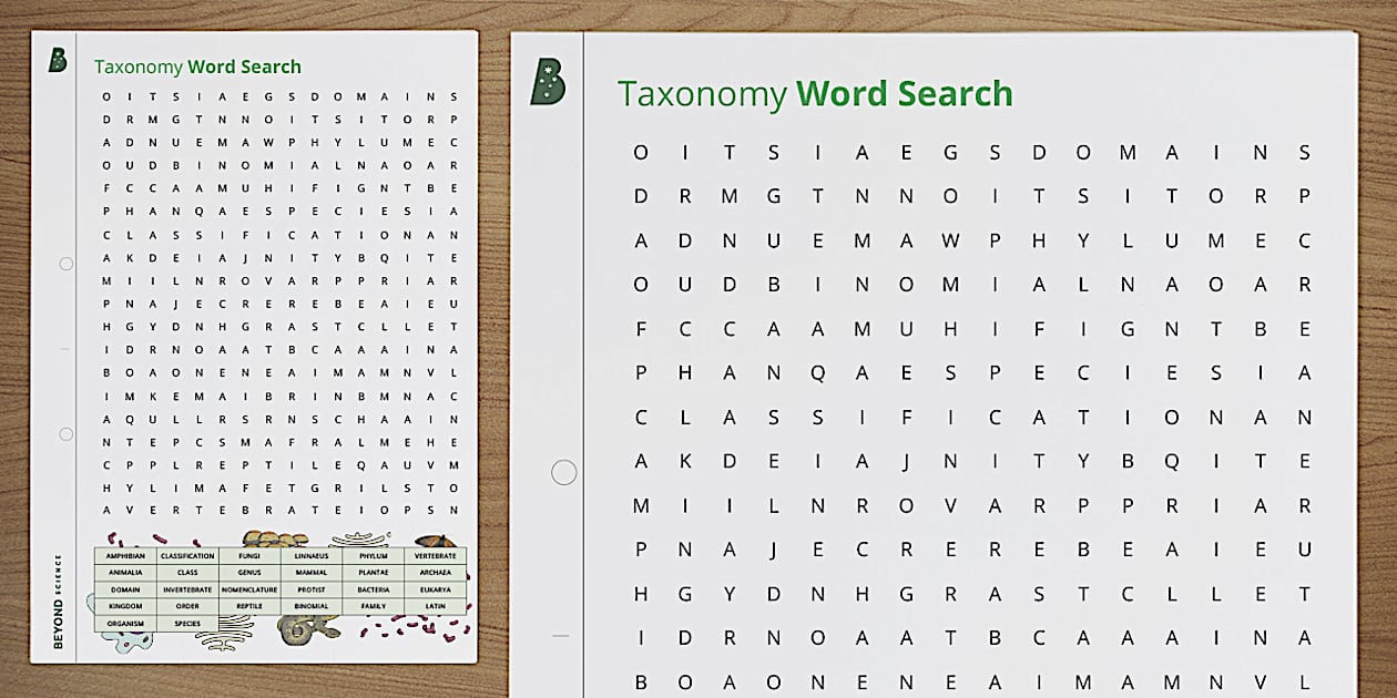 Taxonomy Word Search (teacher made) - Twinkl