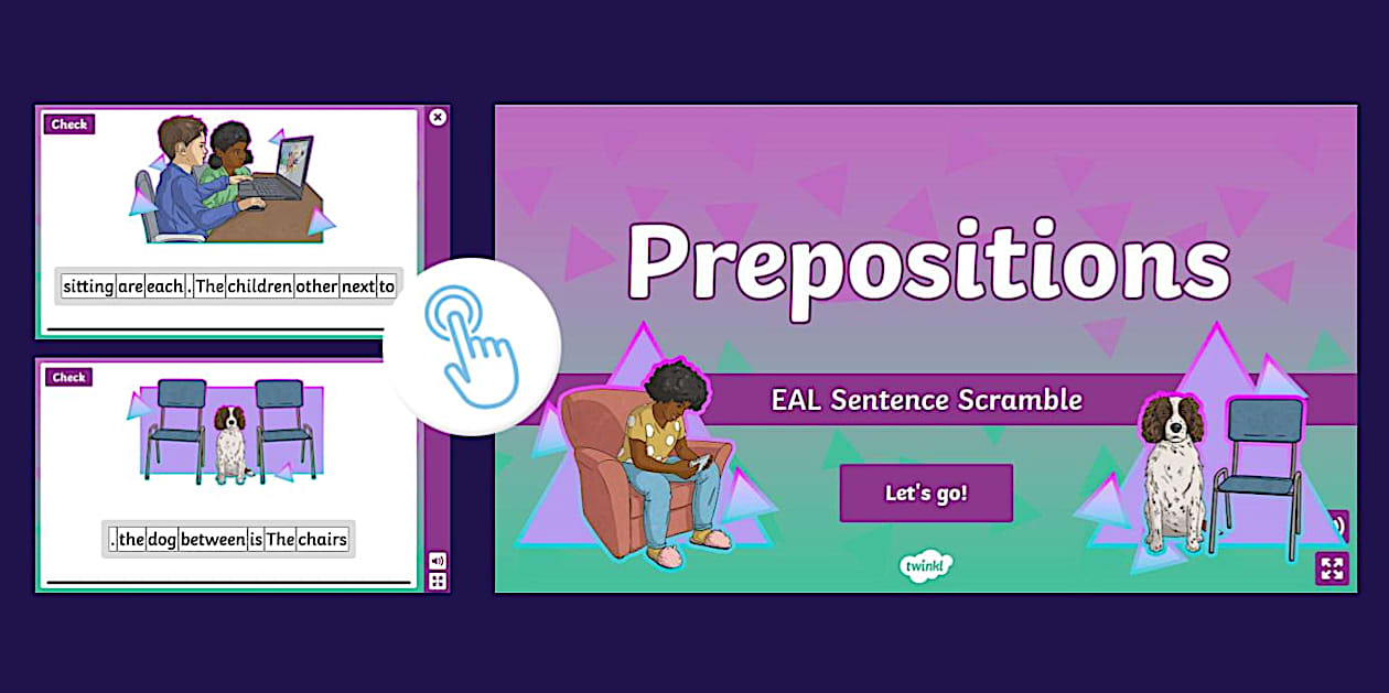 Interactive Sentence Scramble - Prepositions (teacher made)