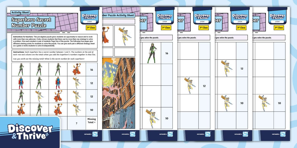 Algebra Expression and Equation Superheroes Puzzle - Twinkl
