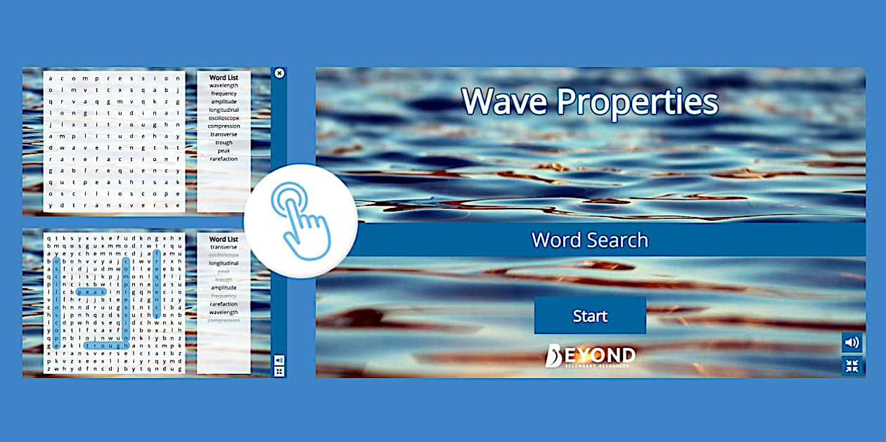 Wave Properties Interactive Word Search - Twinkl