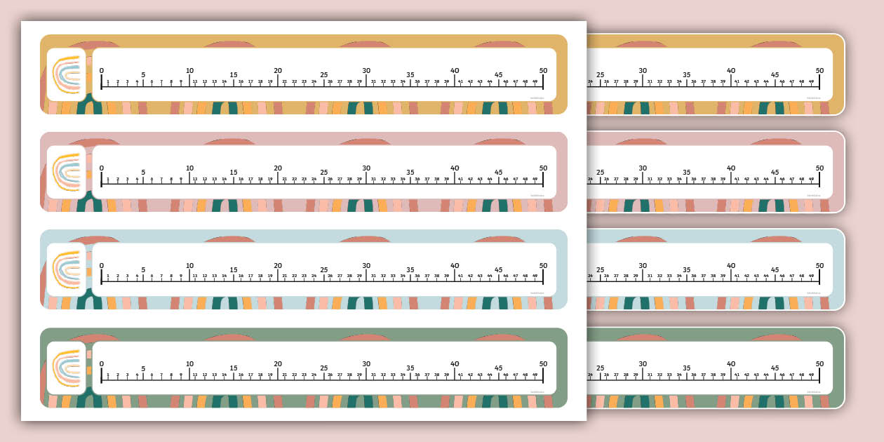 * NEW * Muted Rainbow Themed 0-50 Number Line - - Twinkl