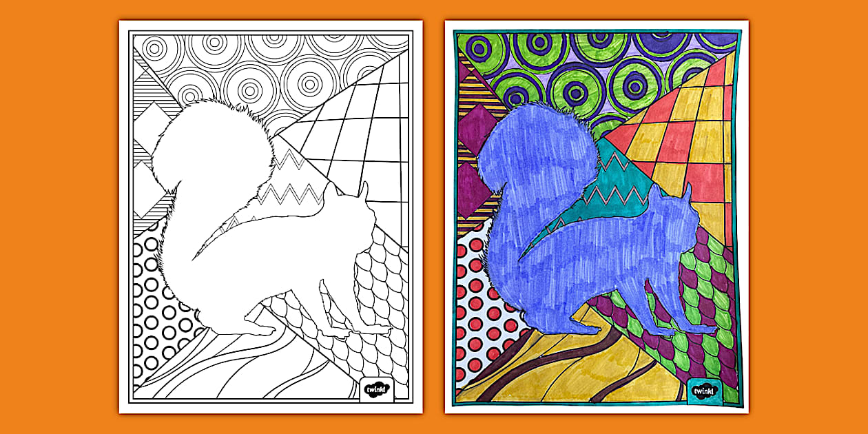 Fall Squirrel Pop Art Worksheet (teacher made) - Twinkl