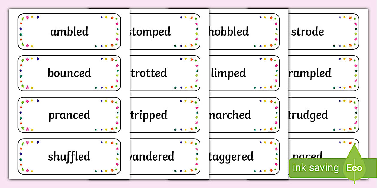 Cursive Walked Synonyms Cards (Hecho por educadores)