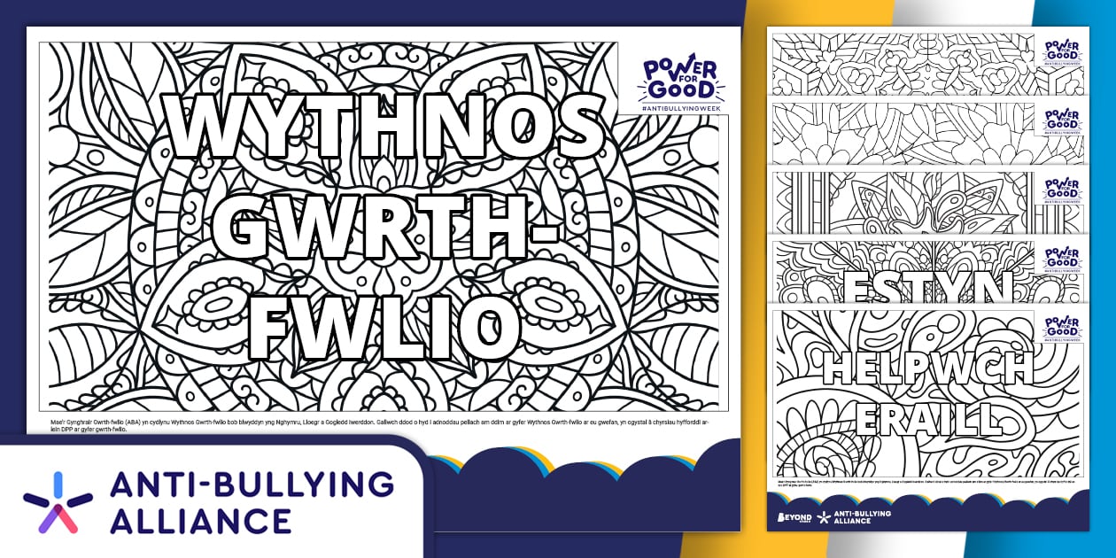 Taflenni Lliwio Gwrth-fwlio/Anti-Bullying Colouring Sheets