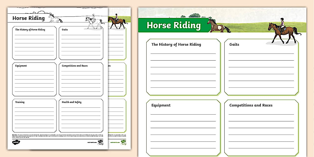 Horse Riding Fact File Template (teacher made) - Twinkl