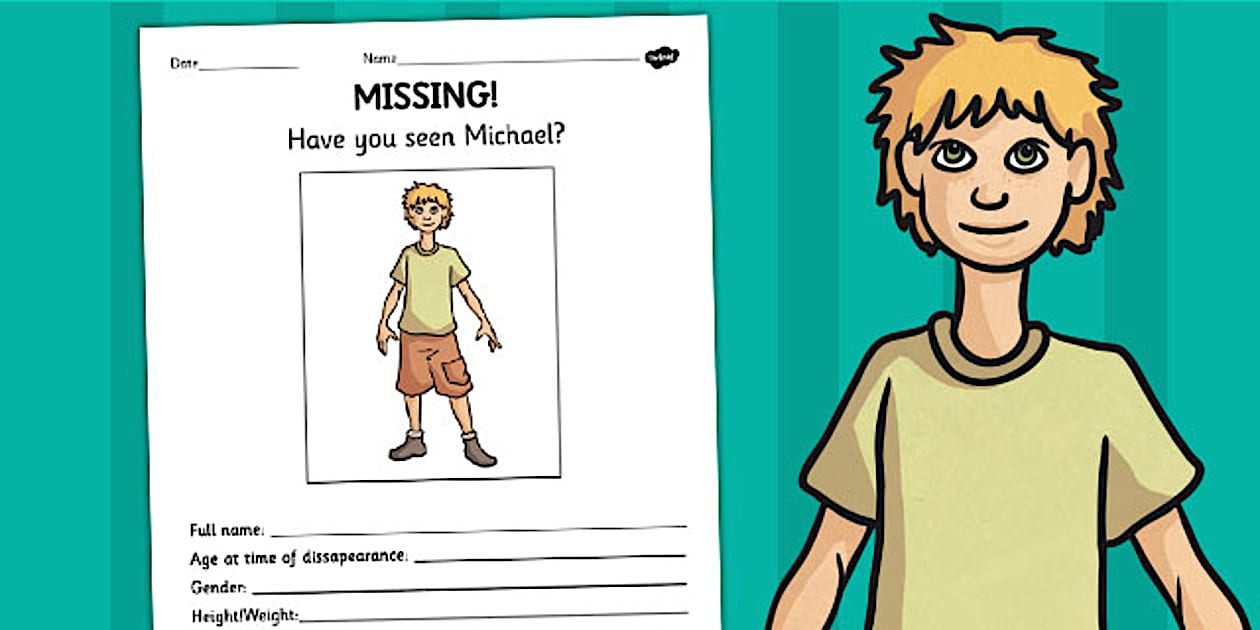 Kensuke's Kingdom Michael Missing Poster Writing Template