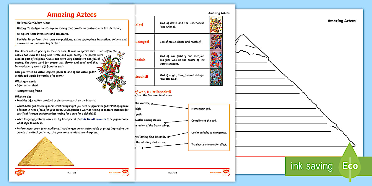Aztec Ode Activity (teacher made) - Twinkl