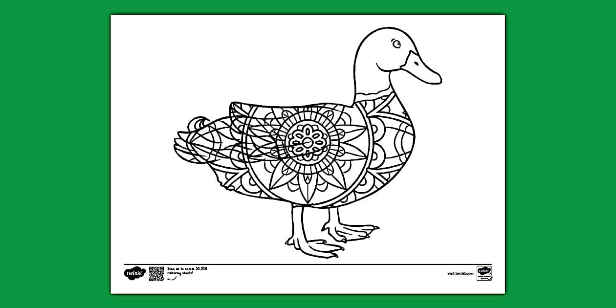 Duck Mandala Colouring Page (teacher made) - Twinkl