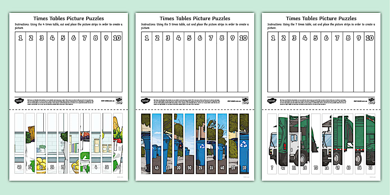 National Recycling Week - Times Tables Picture Puzzles