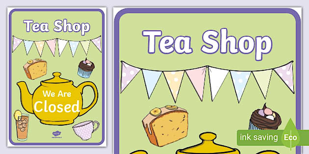 Cursive Tea Shop Role Play Closed Sign - Twinkl