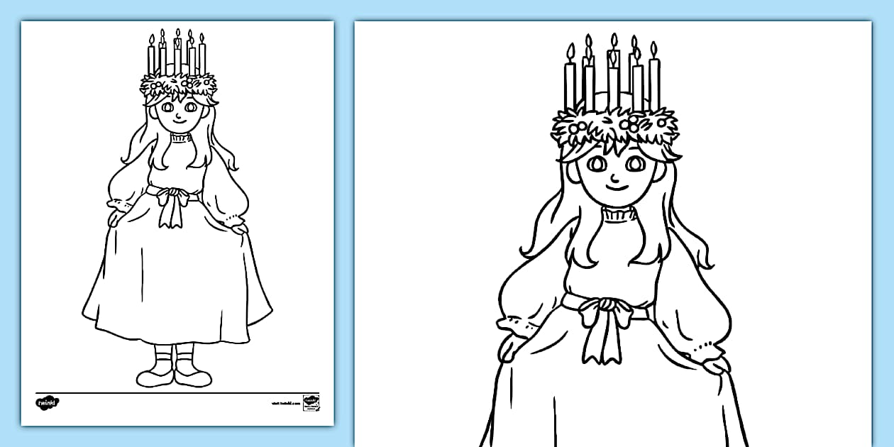 St. Lucia's Day Coloring Sheet (teacher made) - Twinkl