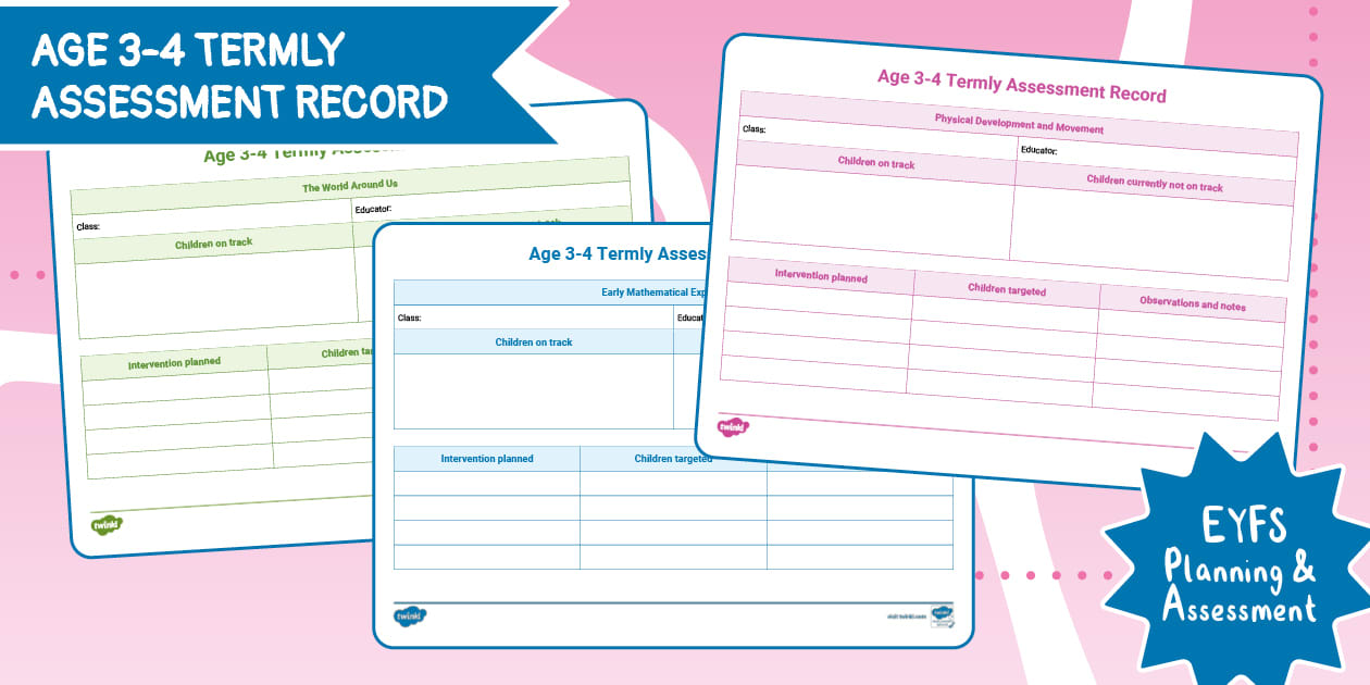 NI EYFS Age 3-4 Areas of Learning Termly Assessment Template