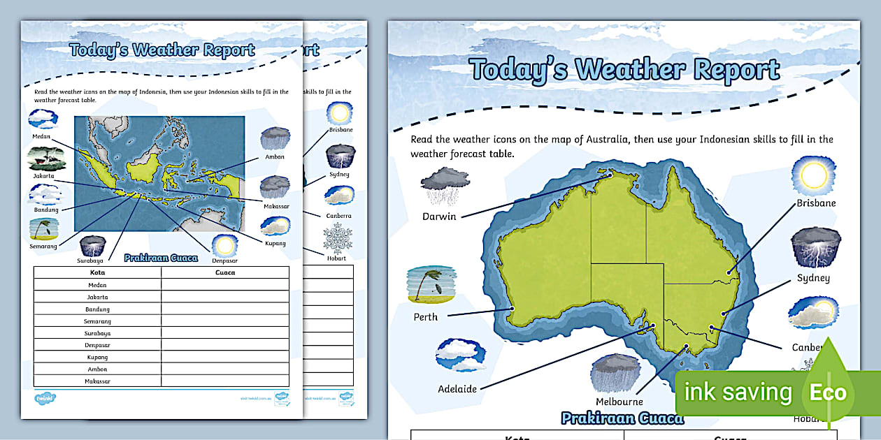 Todays' Weather Report - Indonesian (Teacher-Made) - Twinkl