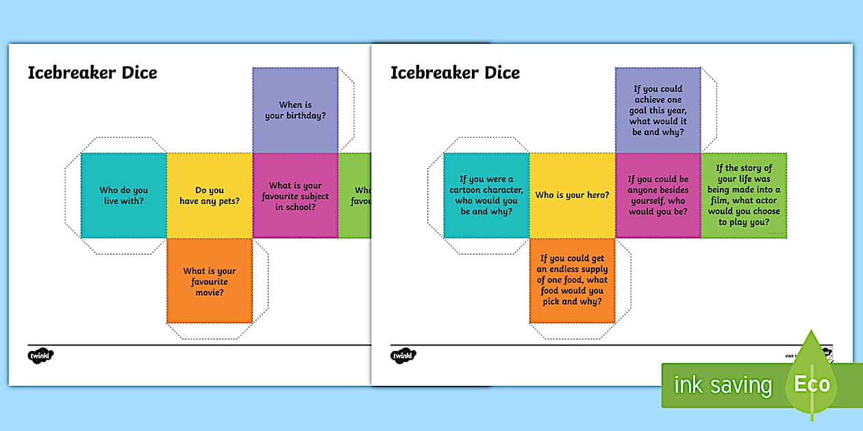 Icebreaker Dice Worksheet / Worksheet (Teacher-Made)
