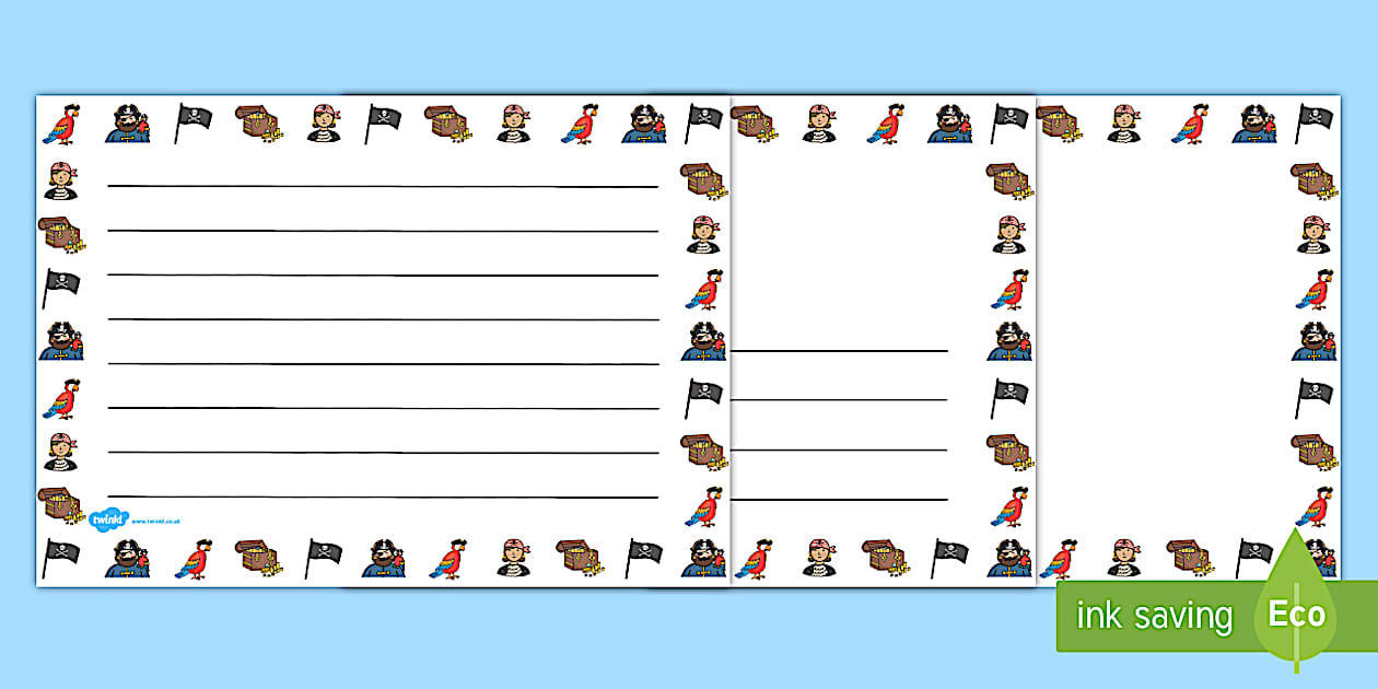 Editable Pirate Page Borders Landscape - Twinkl