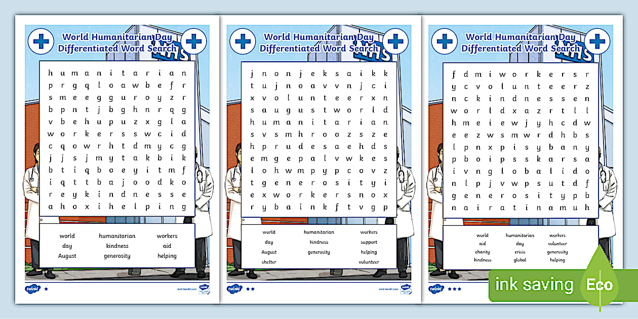 World Humanitarian Day Activity - Differentiated Word Search