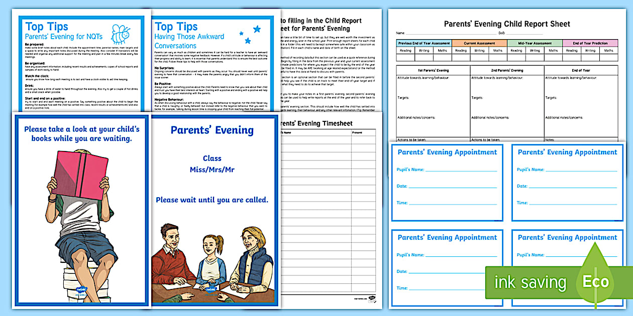Parents' Evening Resource Pack for Teachers (teacher made)