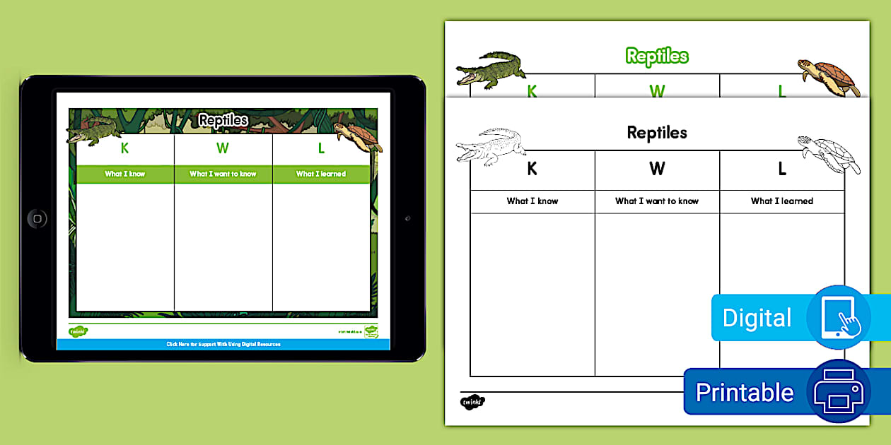 Reptiles KWL Chart (teacher made) - Twinkl