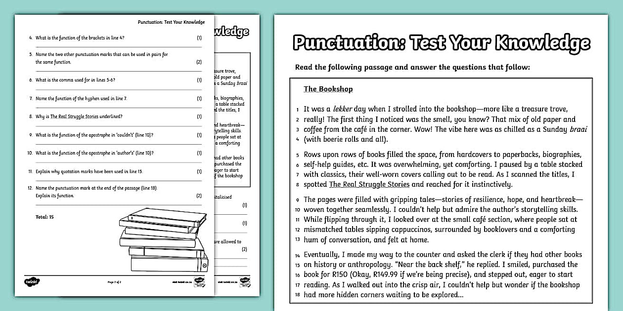 Punctuation: Test Your Knowledge Activity Sheet - Twinkl