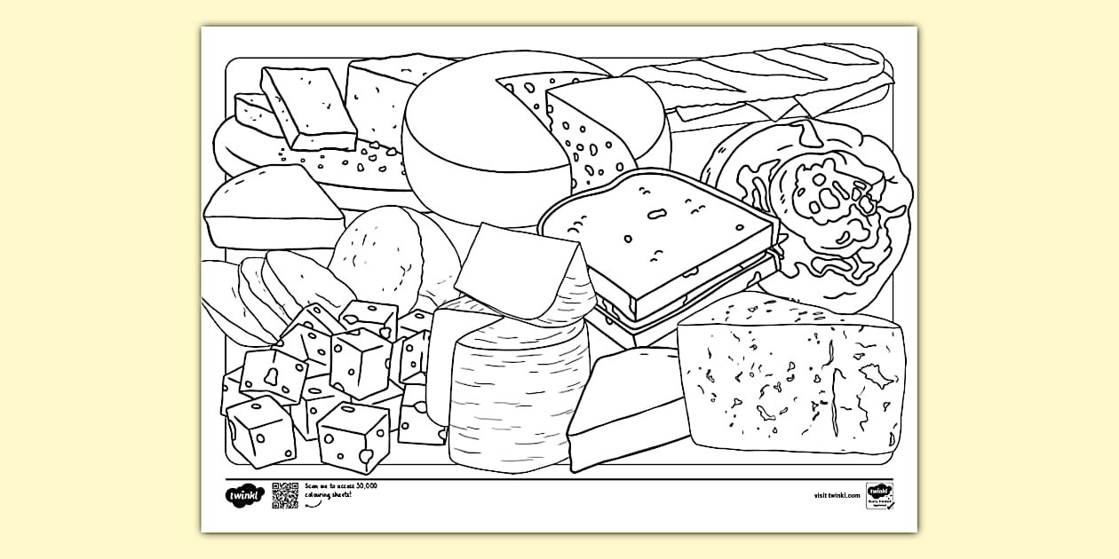 Cheese Colouring Montage Page (teacher made) - Twinkl
