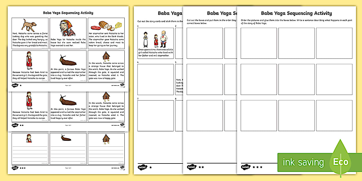 Baba Yaga Differentiated Story Sequencing Worksheet - Twinkl
