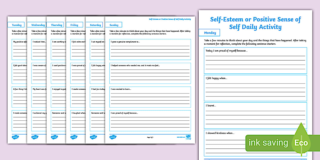 Self-Esteem/Positive Sense of Self Daily Activity - Twinkl