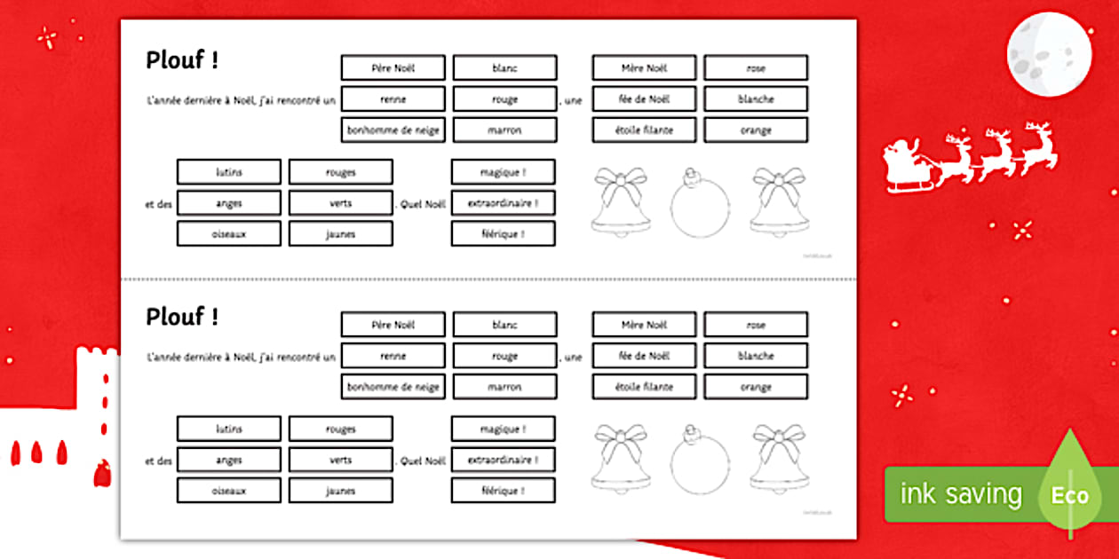 Christmas Characters Plouf Speaking Worksheet / Worksheet French
