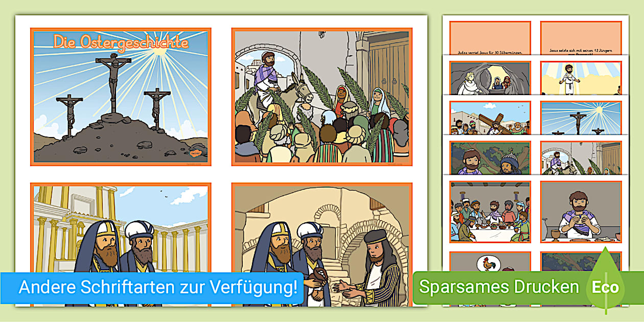 Die Ostergeschichte in Bildern für Kinder: Bild- und Wortkarten zum ...