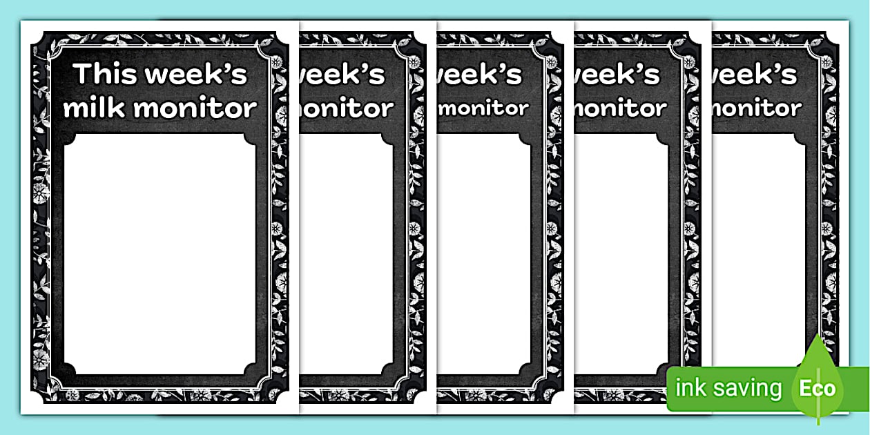 Chalkboard Themed Classroom Monitor Display Signs (Weekly)