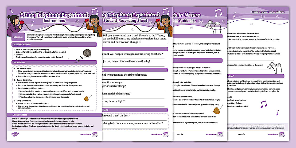 STEM Outdoors: String Telephone Experiment (teacher made)