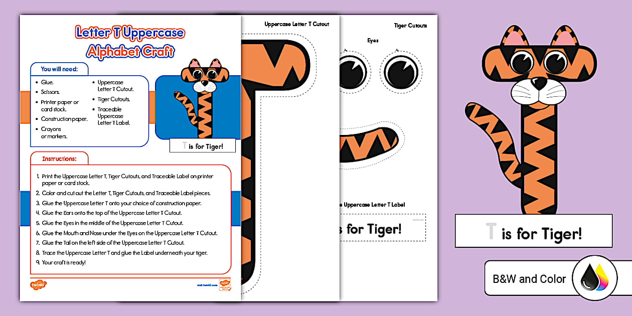 Letter T Uppercase Alphabet Craft (teacher made) - Twinkl