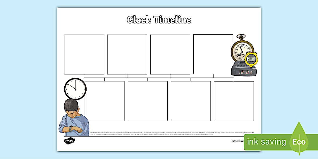 Clock Timeline Template (Teacher-Made) - Twinkl