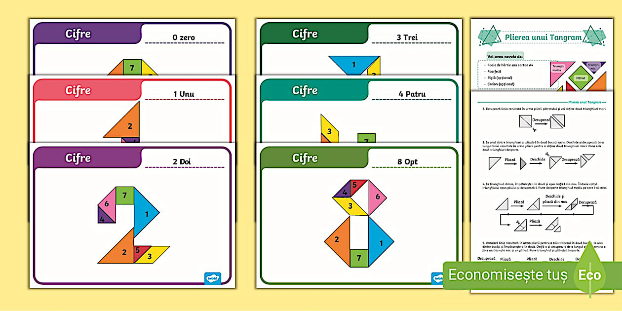 Cifre – Activități Tangram (teacher made) - Twinkl