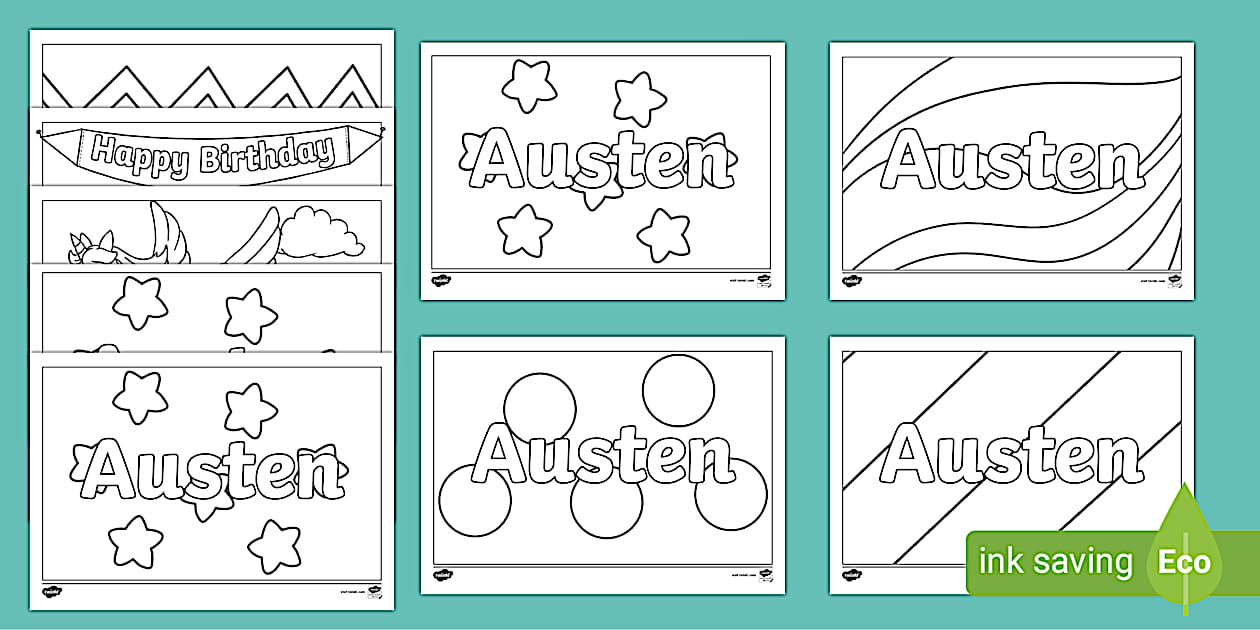Austen Name Simple Colouring Activity Sheet | Colouring Task