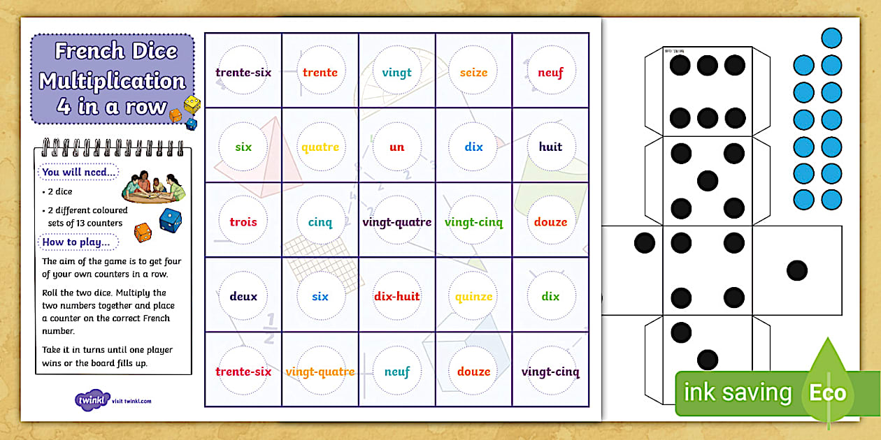 👉 French - Multiplication Four in a Row Game
