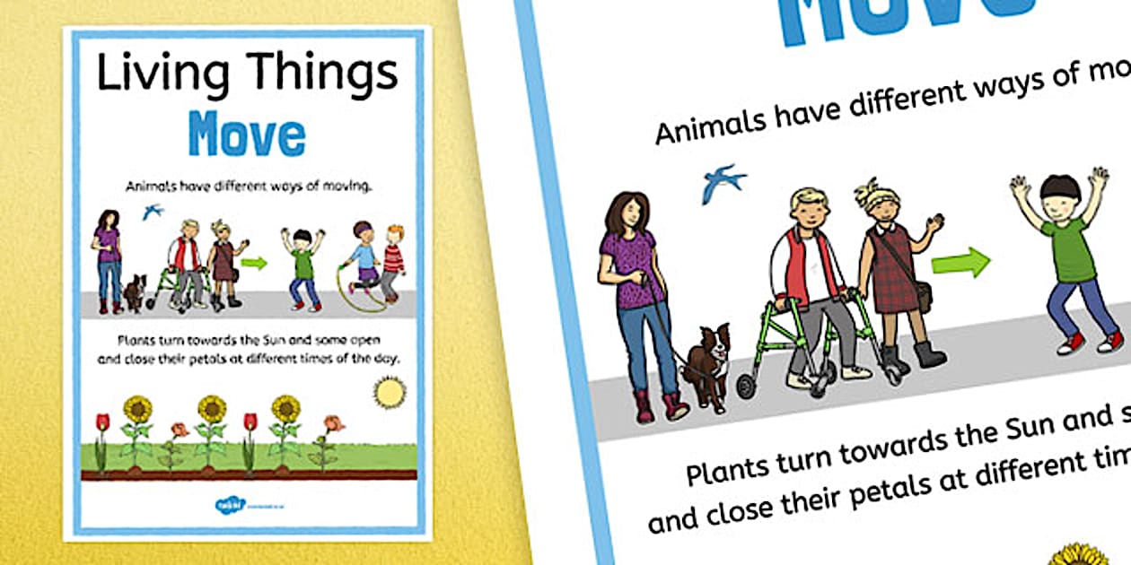 Living Things Move Display Poster (teacher made) - Twinkl