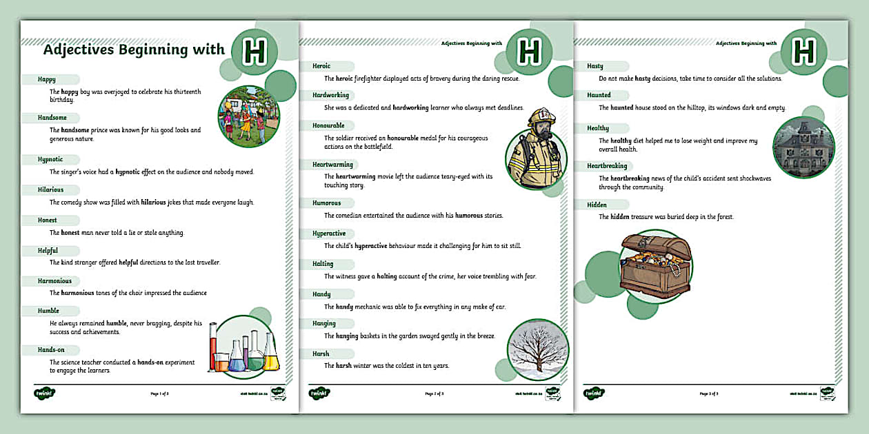 Adjectives Beginning with H (teacher made) - Twinkl