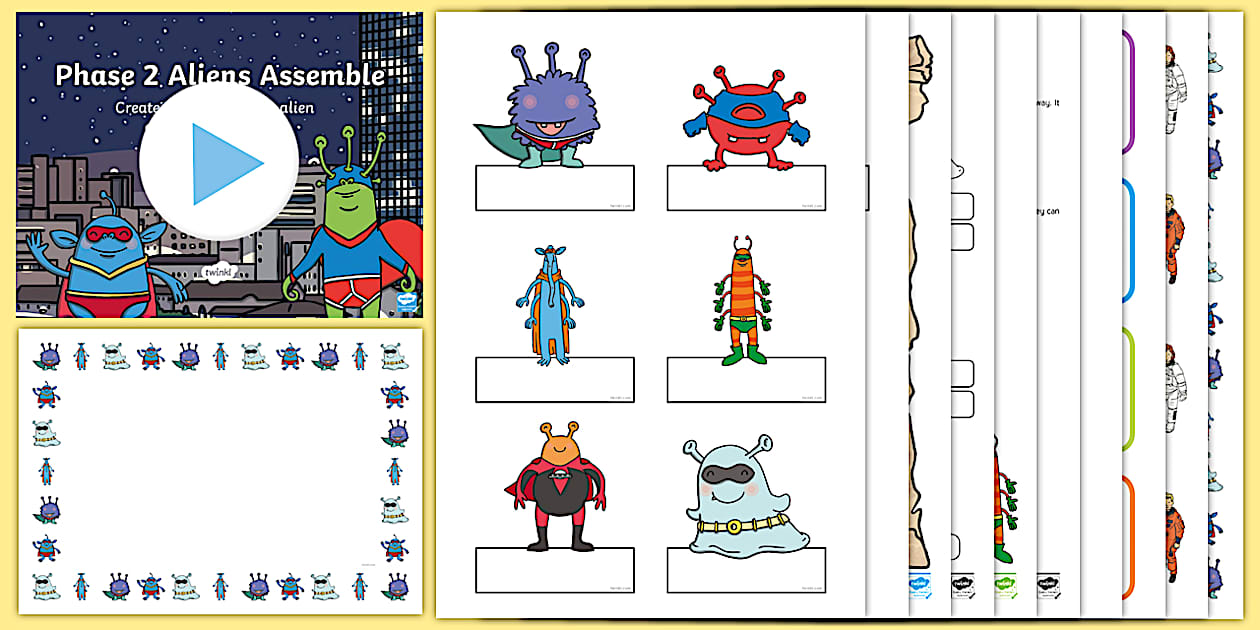 Aliens Assemble Phase 2 Phonics Resource Pack (teacher made)