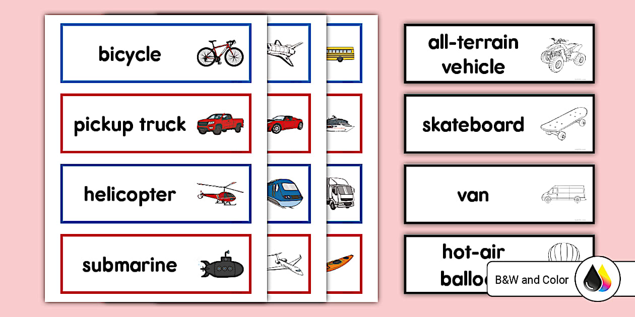Transportation Word Cards (Teacher-Made) - Twinkl