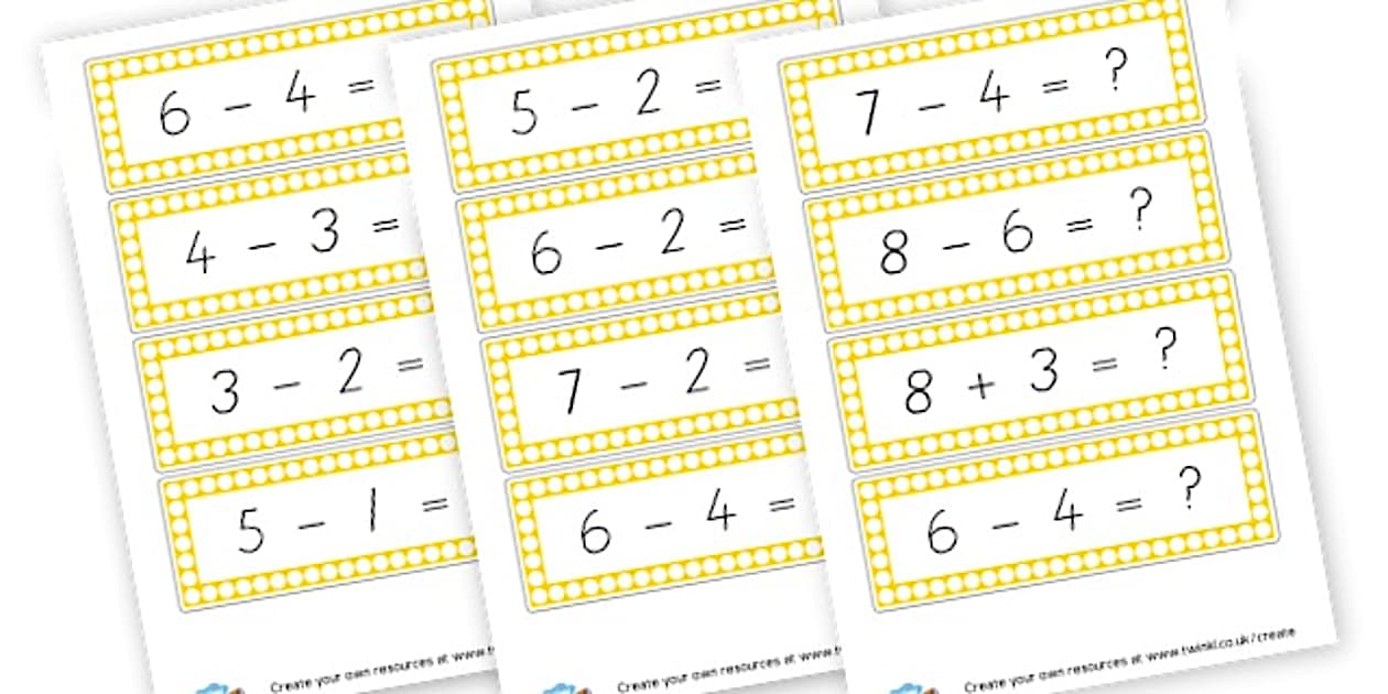 Subtraction Facts to 10 Cards (teacher made) - Twinkl