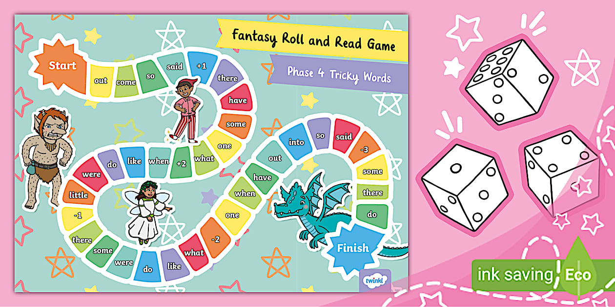 Fantasy Roll and Read Phase 4 Tricky Words Game - Twinkl