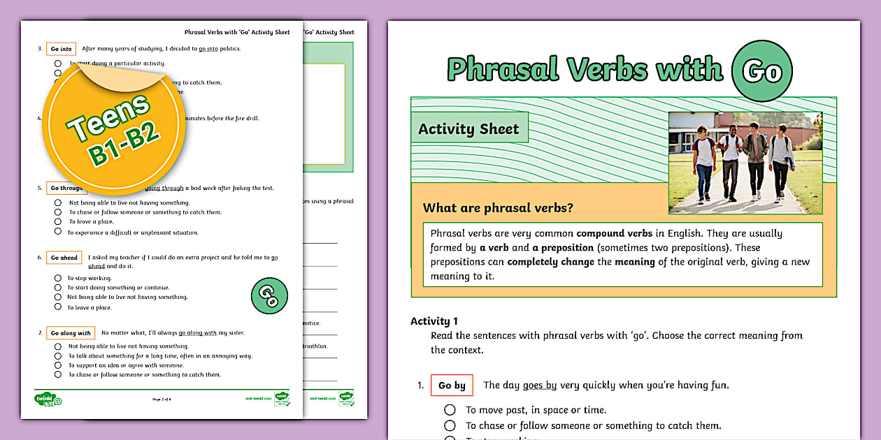 ESL Phrasal Verbs With 'Go' Activity Sheet (teacher made)