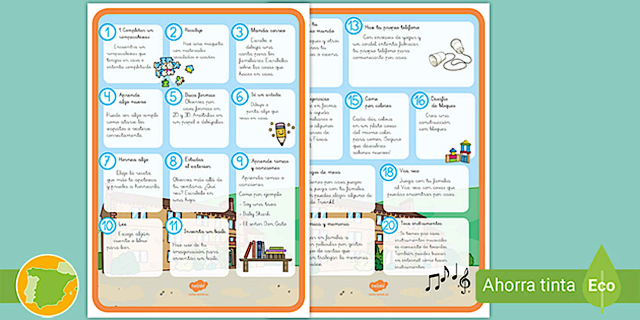 Póster: 20 actividades para hacer en casa