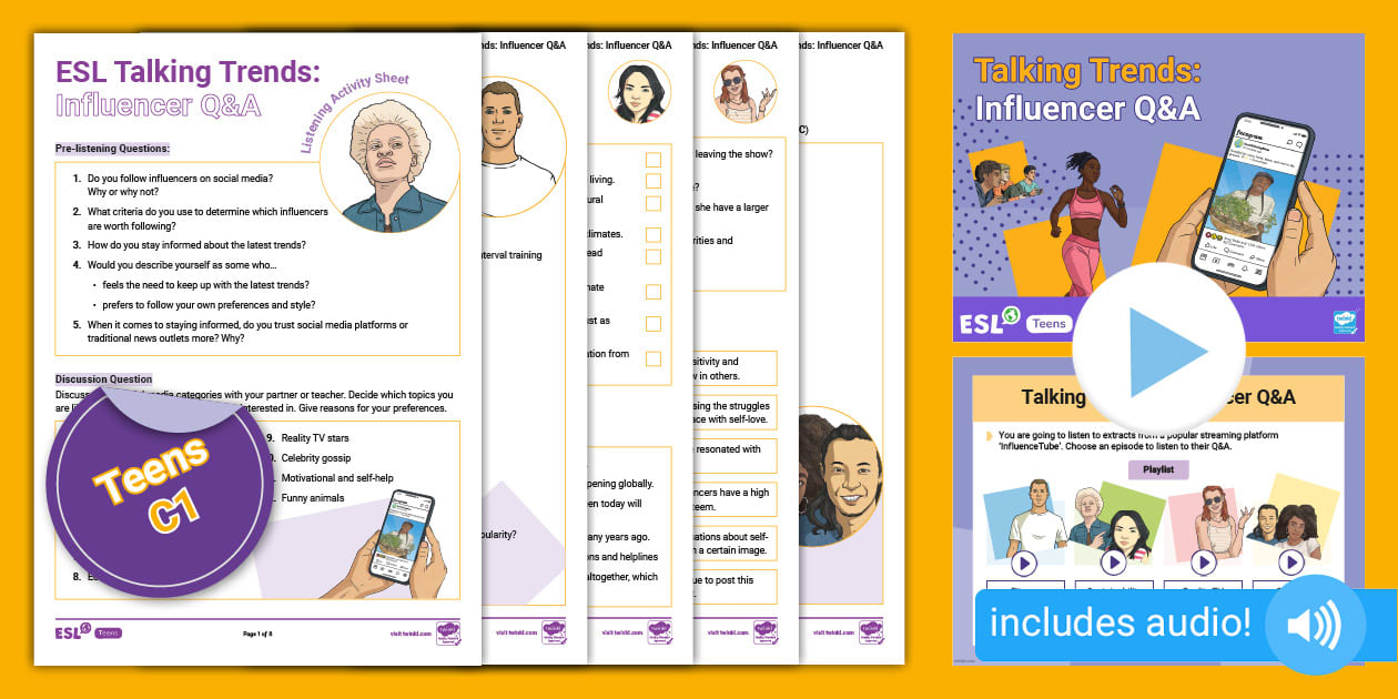 ESL Listening Pack: Talking Trends Q&A (teacher made)