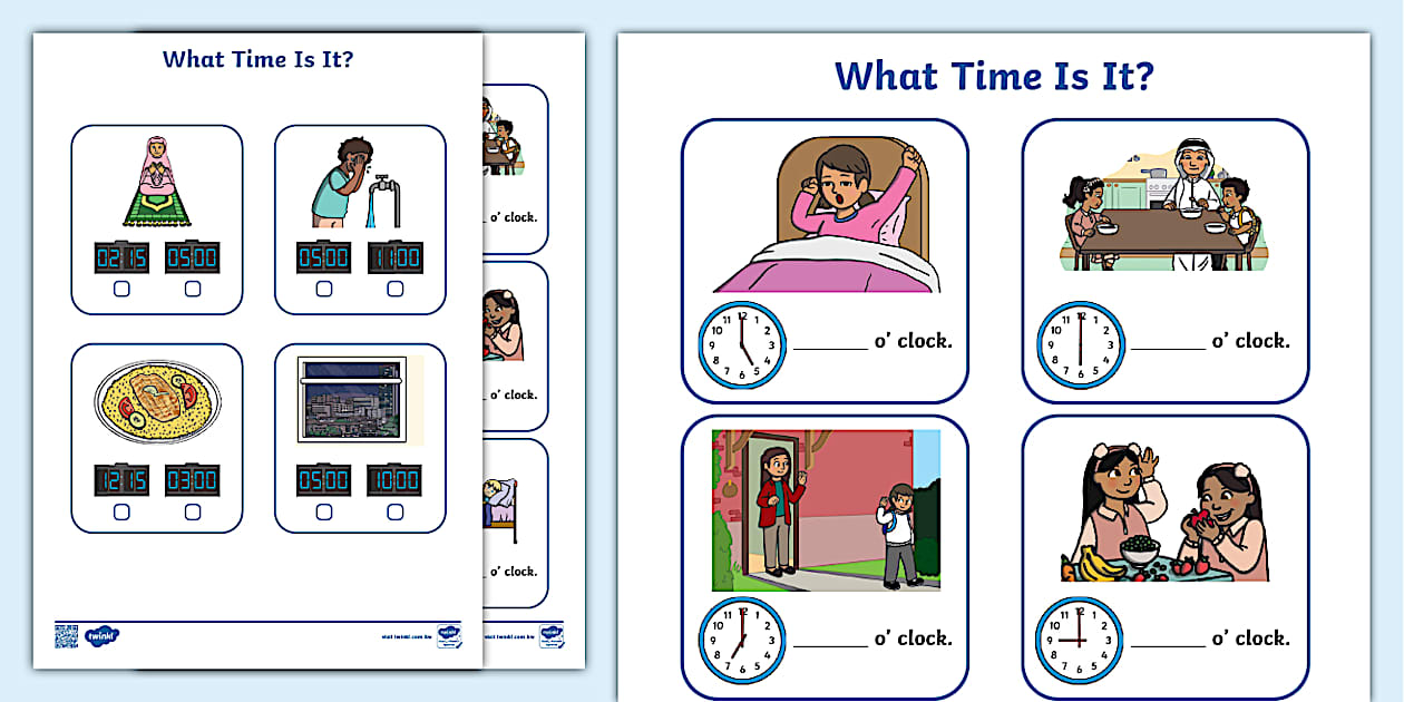 English Grade 2: Unit 1 What Time Is It? Activity Sheet